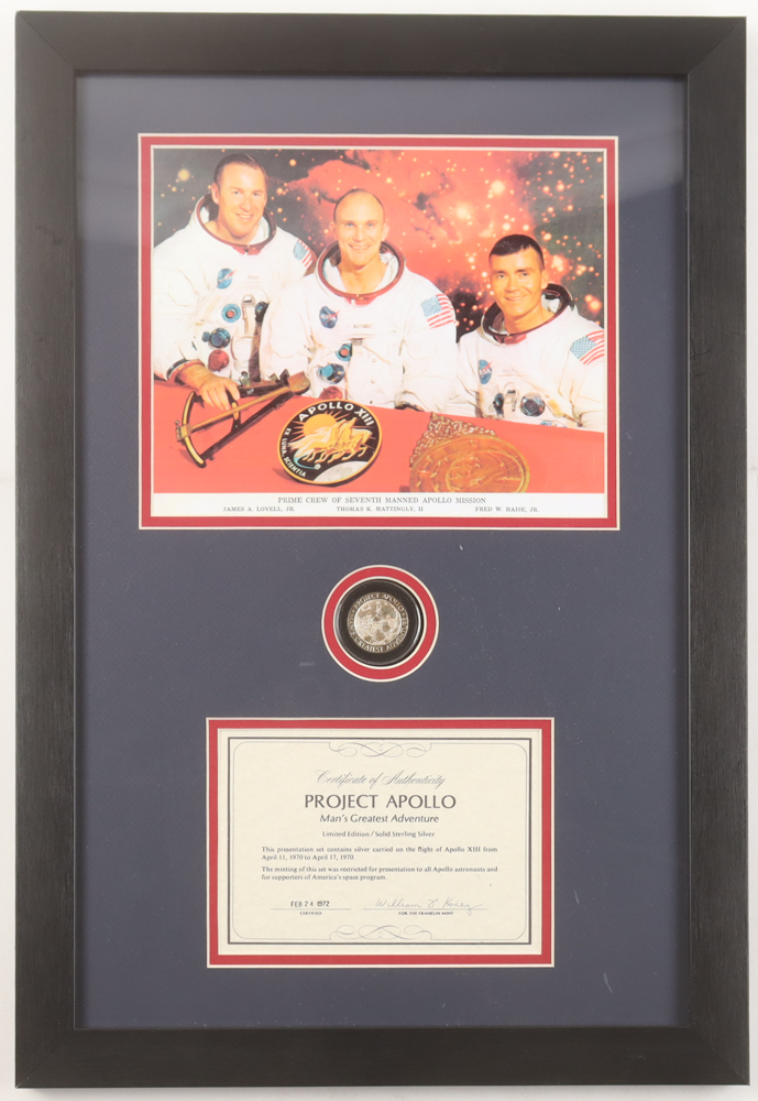 Apollo 13 Custom Framed On-Flight Silver Coin Display | Silver Carried ...