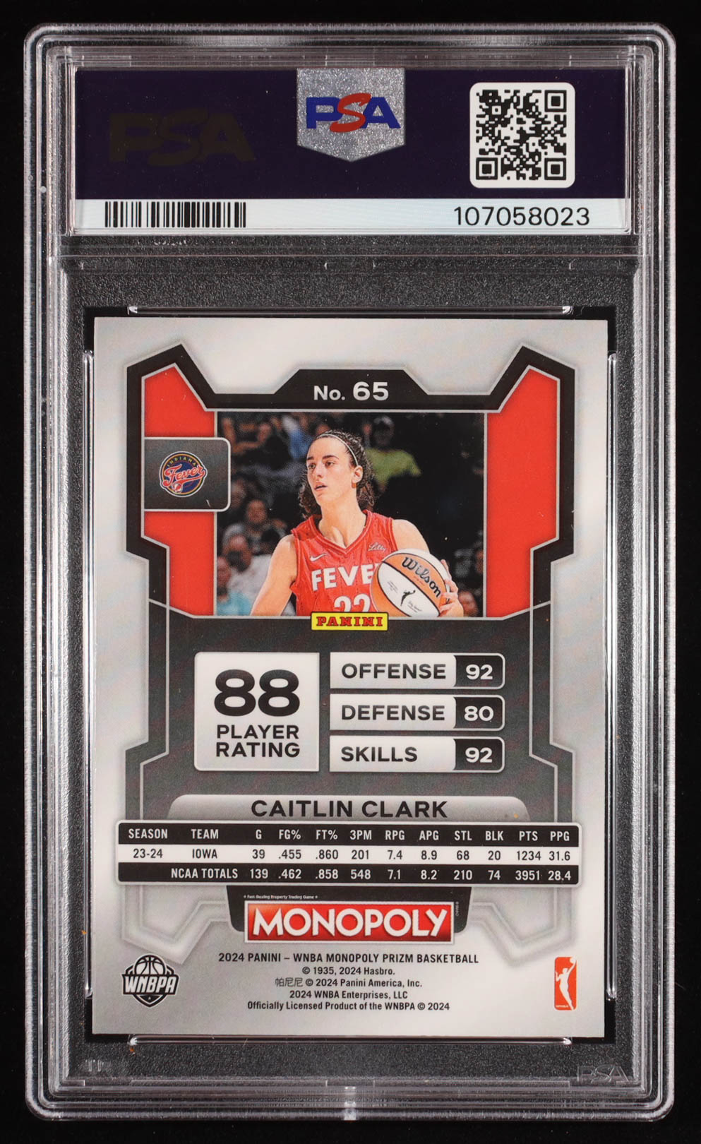 Caitlin Clark 2024 Panini Prizm Monopoly WNBA #65 RC (PSA 10 ...