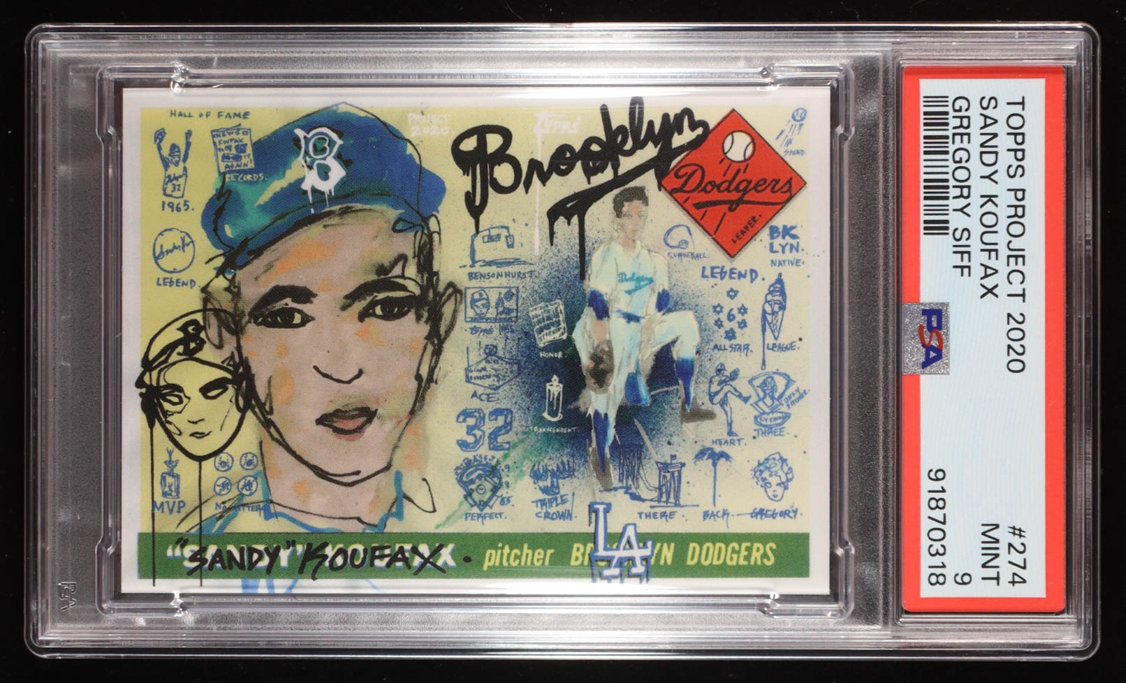 Sandy Koufax 2020 Topps Project 2020 #274 / Gregory Siff (PSA 9 ...