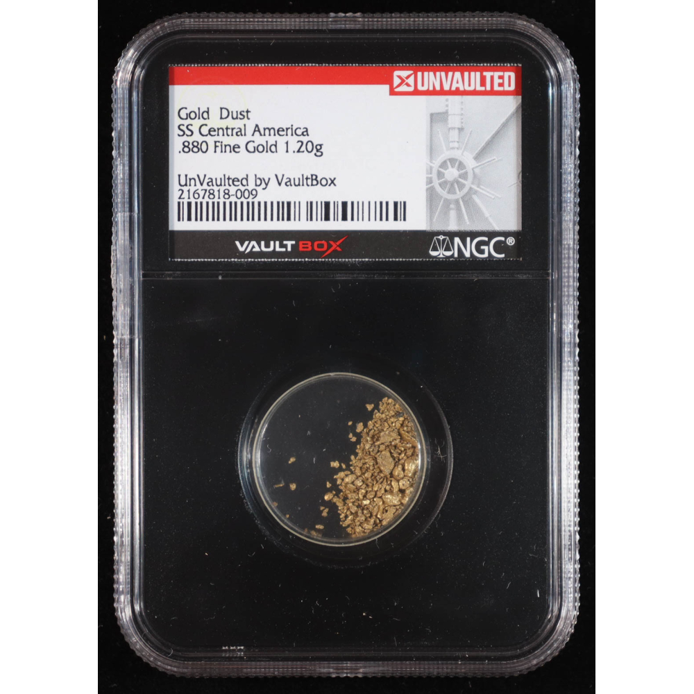 Gold SS Central America .880 Fine Gold 1.20g Dust (NGC Unvaulted By Vault Box) | Pristine Auction