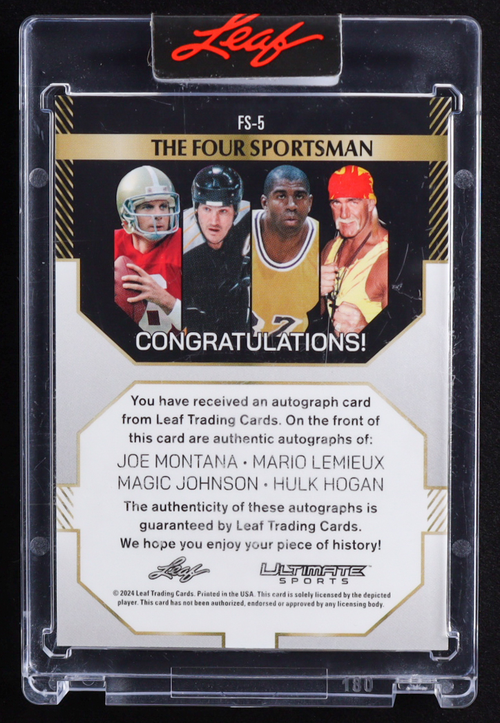 Joe Montana / Mario Lemieux / Magic Johnson / Hulk Hogan 2024 Leaf ...