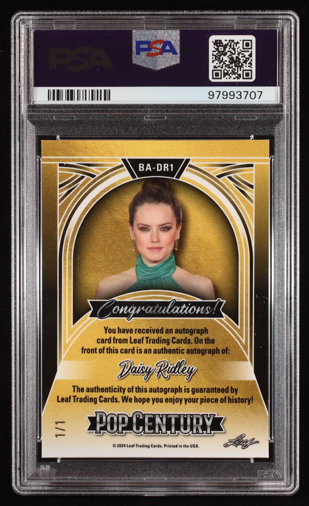 Daisy Ridley Signed 2024 Leaf Pop Century Autograph Dark Blue ...