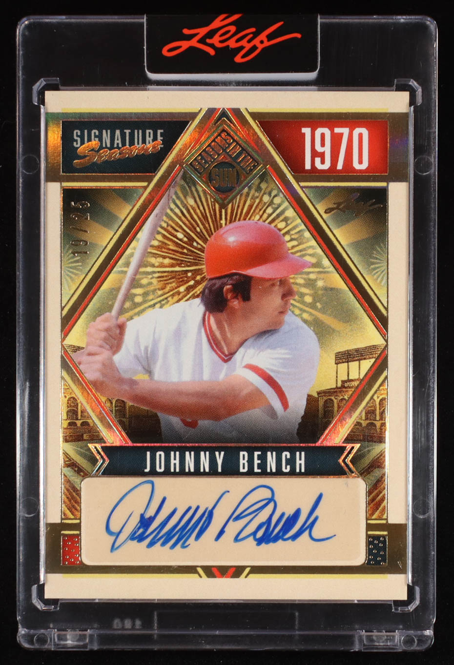 Johnny Bench Signed 2025 Leaf Season In The Sun Signature Seasons Gold ...