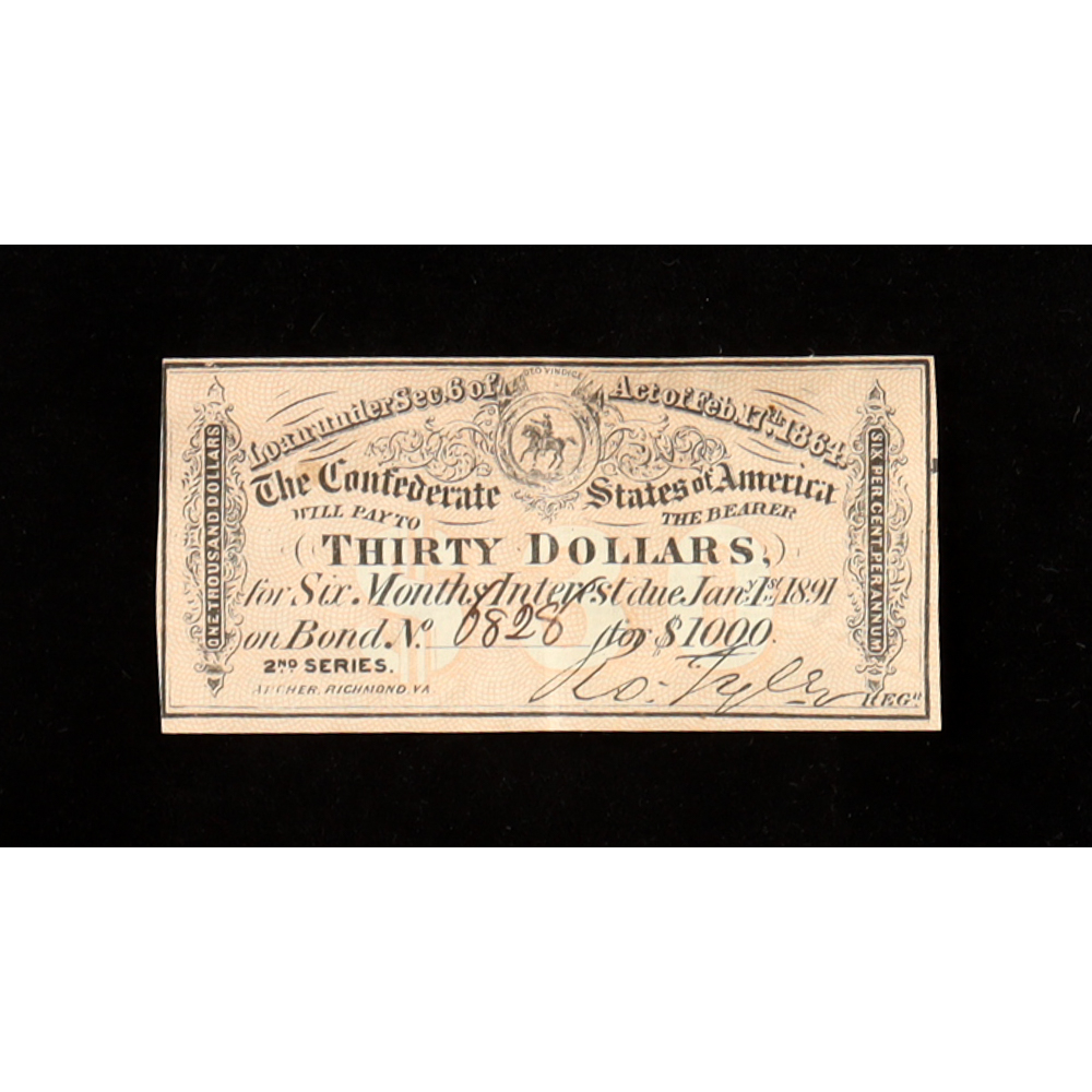 1864 $30 Confederate States of America CSA Bank Note Bond | Pristine ...