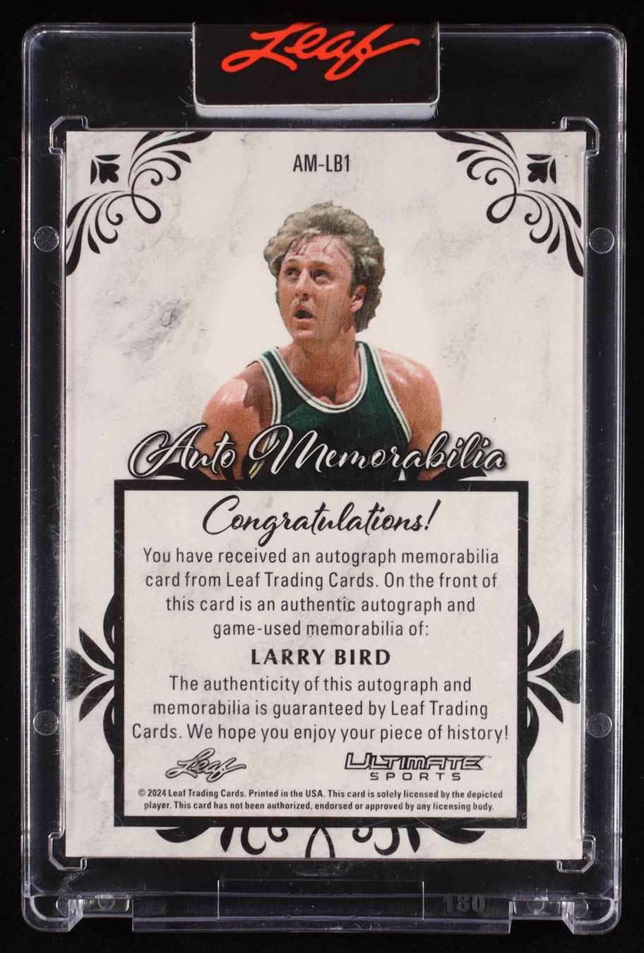 Larry Bird Signed 2024 Leaf Ultimate Sports Auto Memorabilia Purple #AM ...