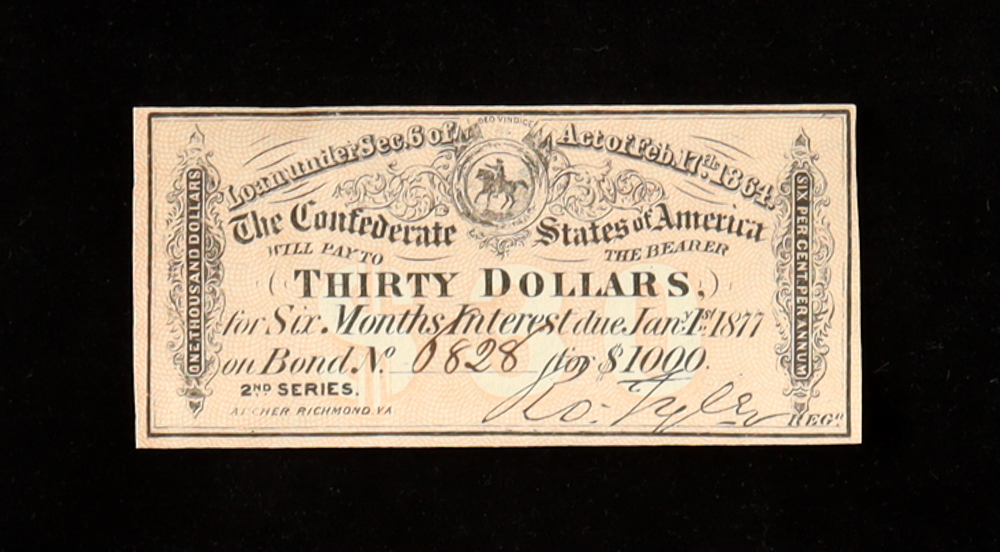 1864 $30 Confederate States of America CSA Bank Note Bond | Pristine ...