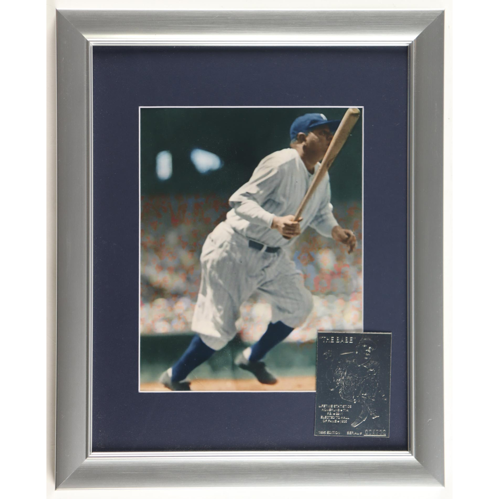 Babe Ruth Custom Framed Colorized Photo Display with Silver Card ...