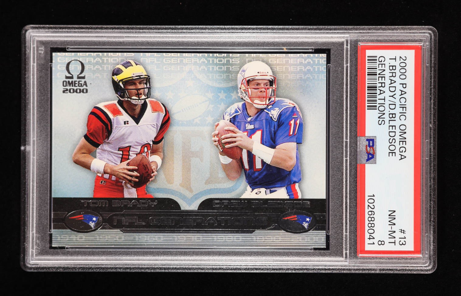 Tom Brady / Drew Bledsoe 2000 Pacific Omega Generations #13 (PSA 8) | Pristine Auction