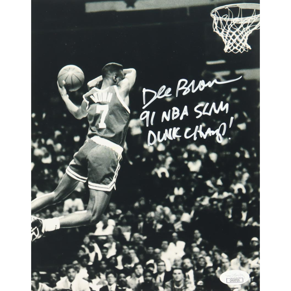 Dee Brown Signed Celtics 8x10 Photo Inscribed "91 NBA Slam Dunk Champ ...