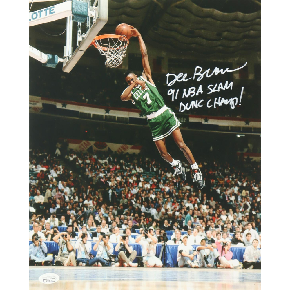 Dee Brown Signed Celtics 11x14 Photo Inscribed "91 NBA Slam Dunk Champ ...