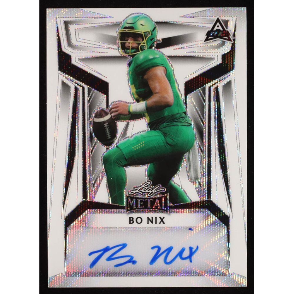 Bo Nix Signed 2024 Leaf Metal Silver Wave #BA-BN1 #3/3 RC | Pristine ...