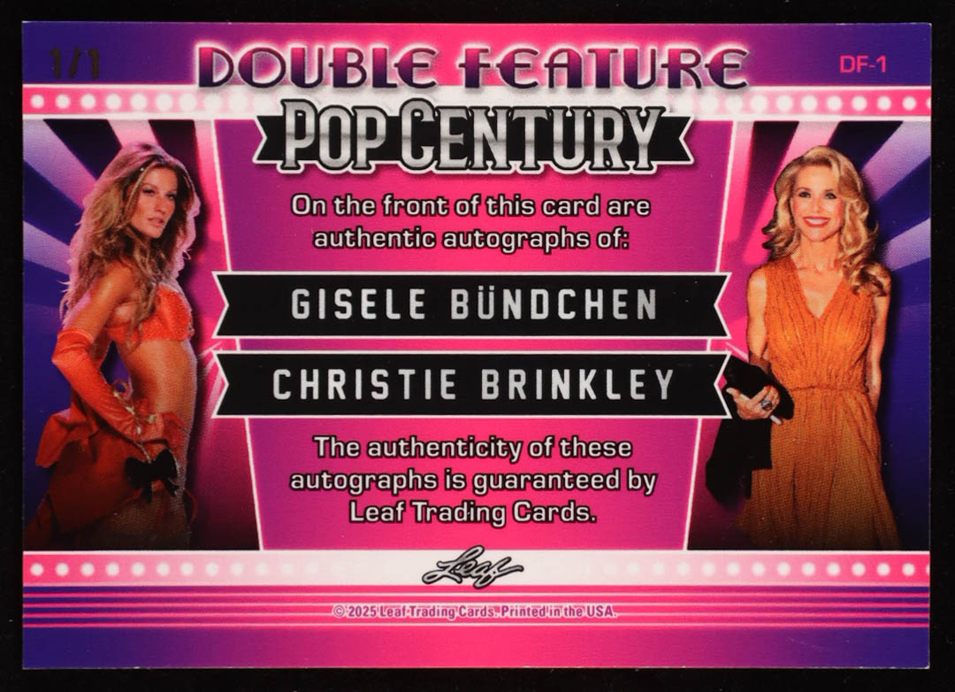 Gisele Bundchen / Christie Brinkley Signed 2025 Leaf Pop Century Double ...