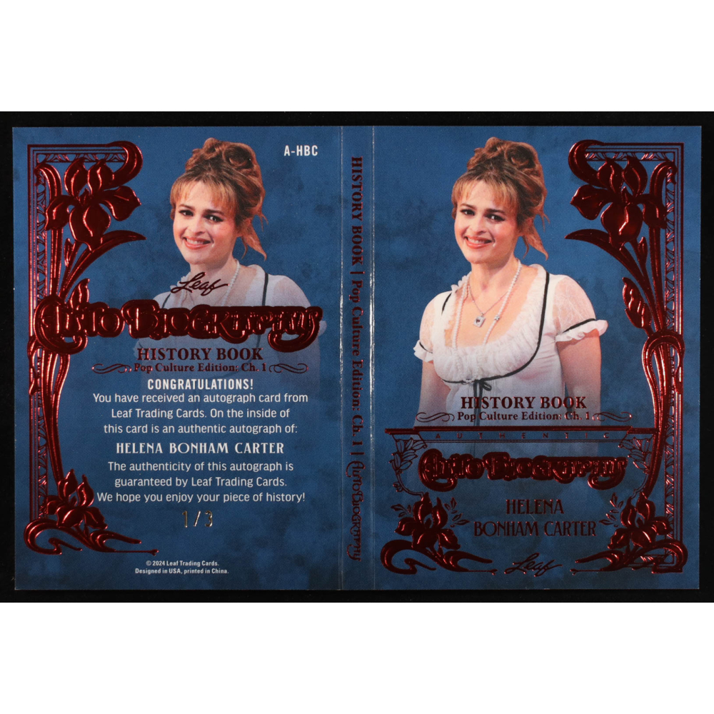 Helena Bonham Carter Signed 2025 Leaf History Book Auto Biography Red # ...