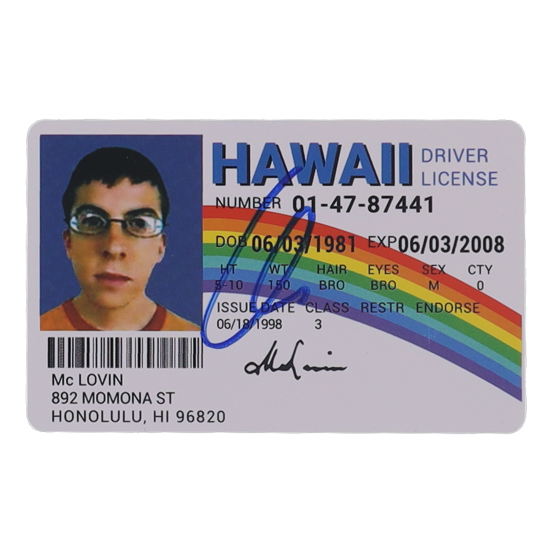 Christopher Mintz-Plasse Signed "Superbad" McLovin Drivers License (JSA ...