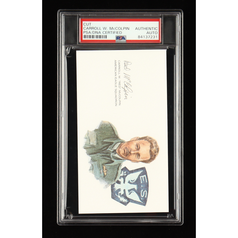 Red McColpin Signed Cut Signature with Portrait WWII Ace 12 Victories ...