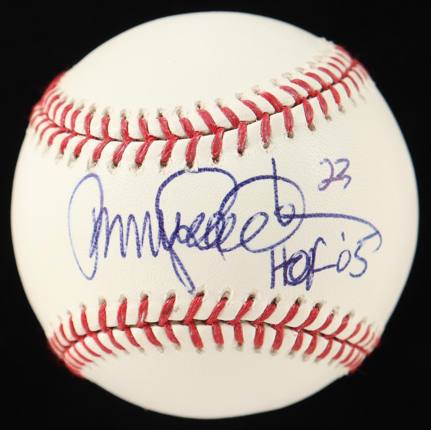 Ryne Sandberg Signed OML Baseball Inscribed 'HOF '05" with Cubs Pin ...