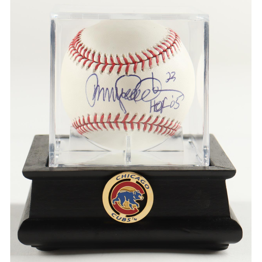 Ryne Sandberg Signed OML Baseball Inscribed 'HOF '05" with Cubs Pin ...