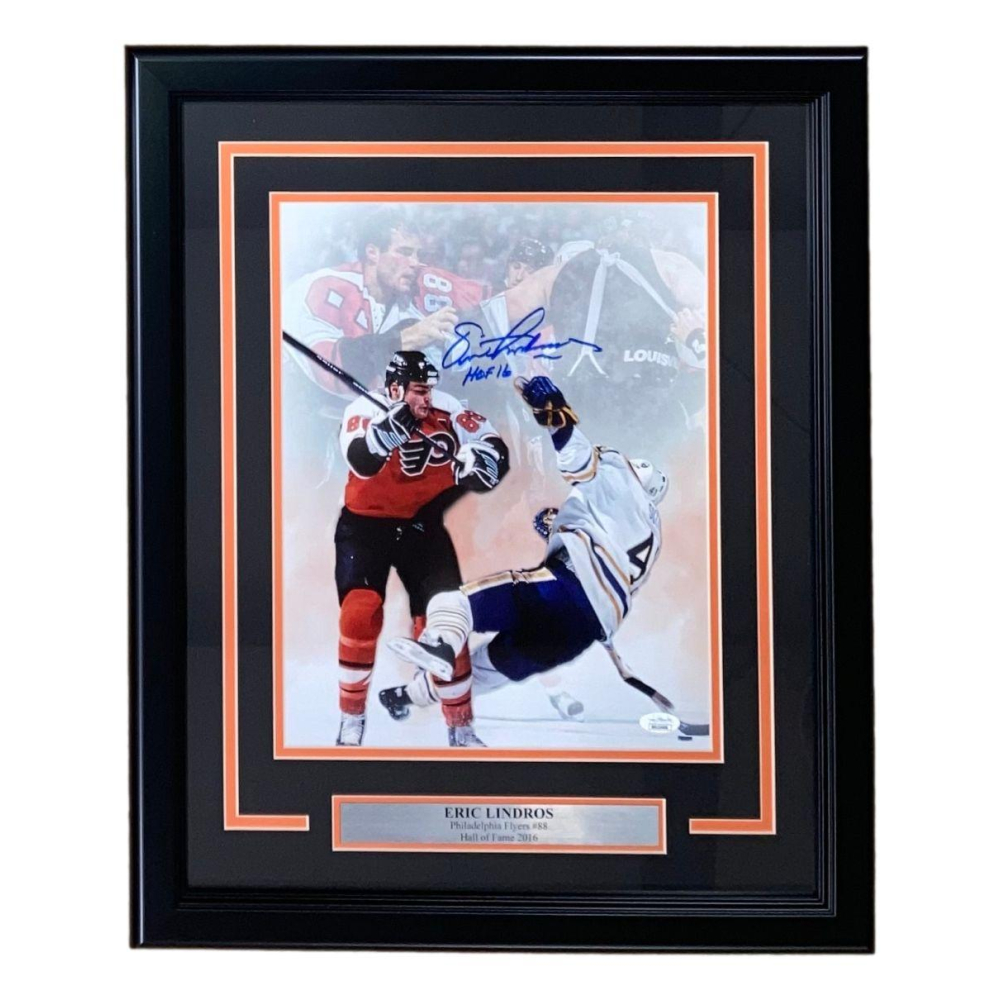 Eric Lindros Signed Flyers Custom Framed Photo Inscribed "HOF 16" (JSA ...