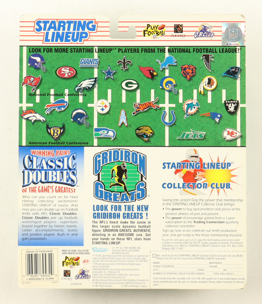 Joe Montana & Dwight Clark 1997 Starting Lineup 49ers Vinyl Figures ...