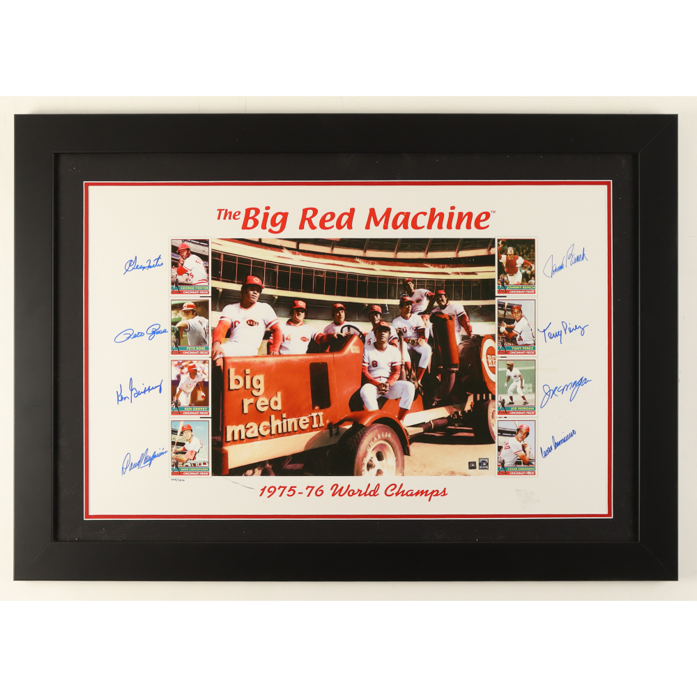 LE 1975-76 Cincinnati Reds Custom Framed Lithograph Display Signed by (8) with George Foster ...