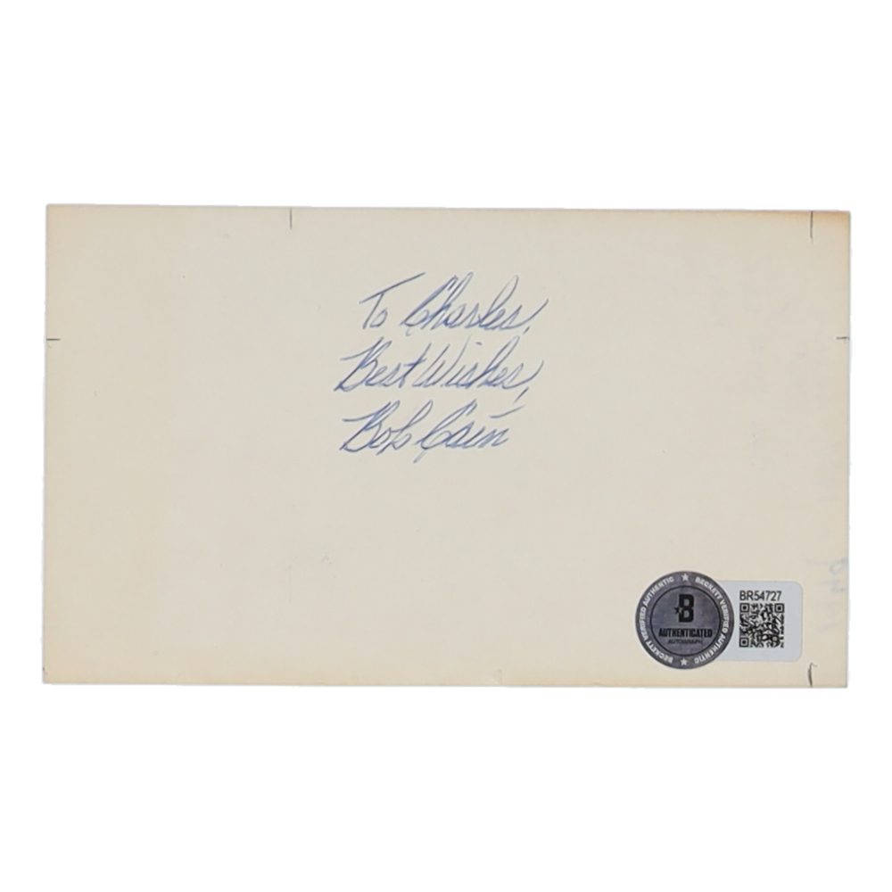 Bob Cain Signed 3x5 Index Card Inscribed "Best Wishes" (Beckett ...