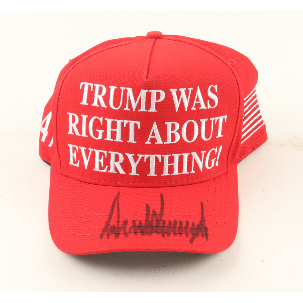 Donald Trump Signed "Trump Was Right About Everything" Adjustable Hat ...