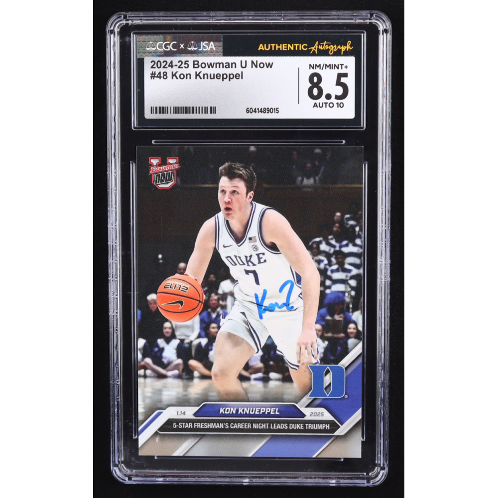 Kon Knueppel Signed 2024-25 Bowman University Now #48 RC (JSA & CGC 8.5 | Autograph Graded 10 ...
