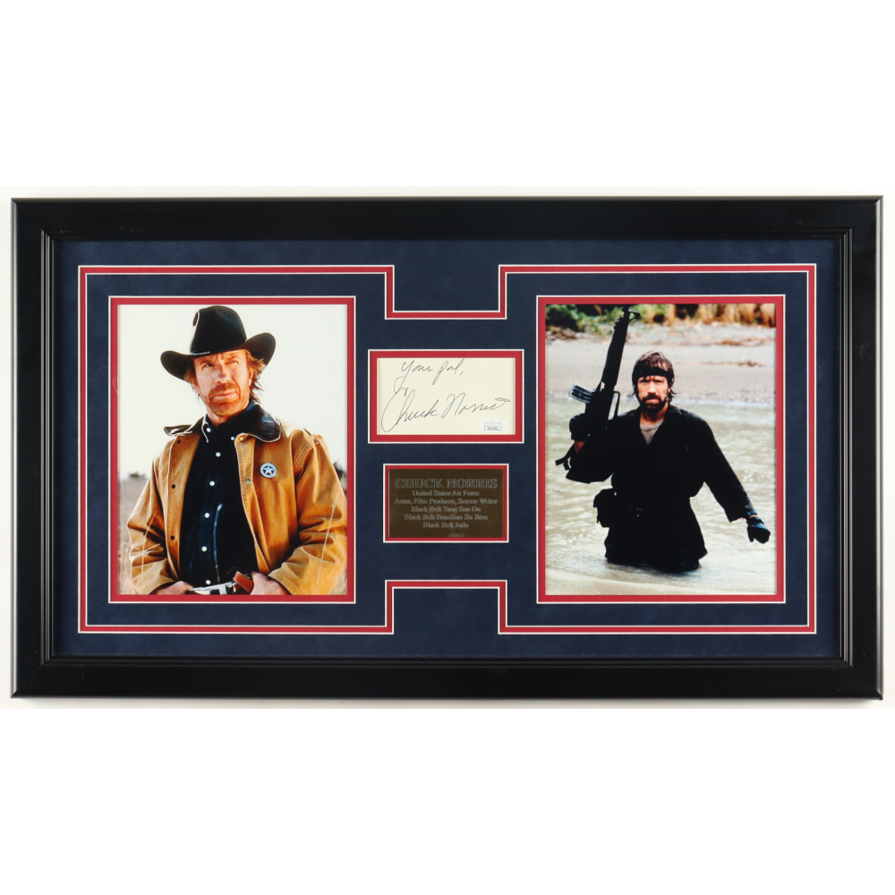 Chuck Norris Signed Custom Framed Cut Display with (2) Photos & Career ...