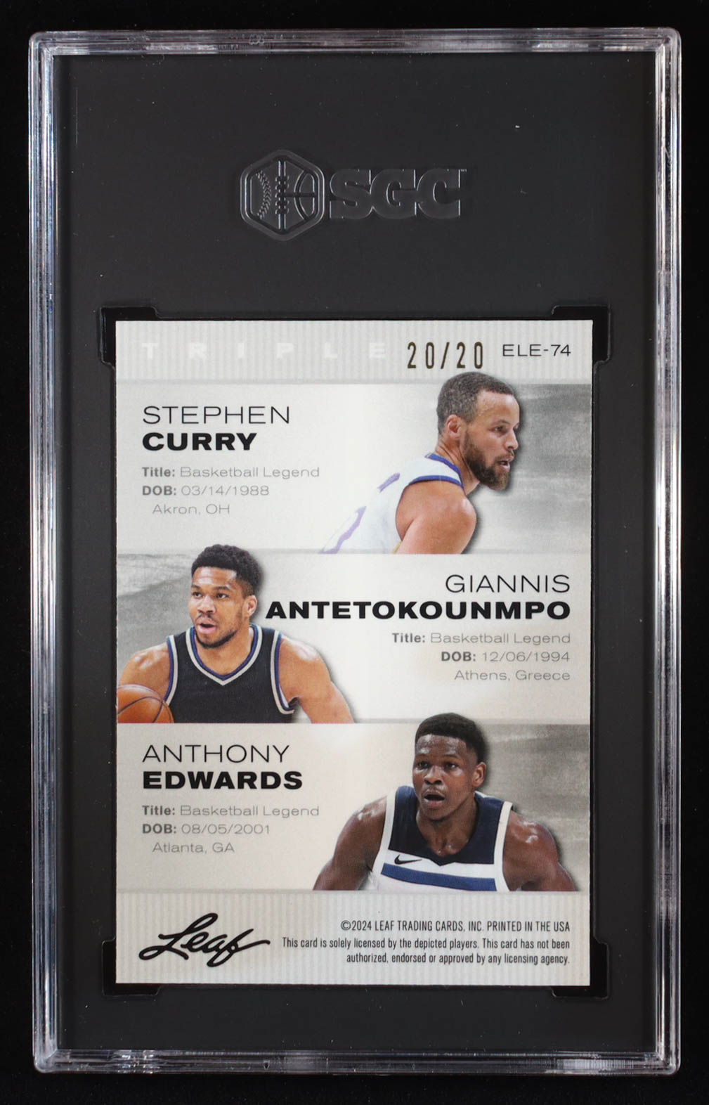 Stephen Curry / Giannis Antetokounmpo / Anthony Edwards 2024 Leaf Metal ...