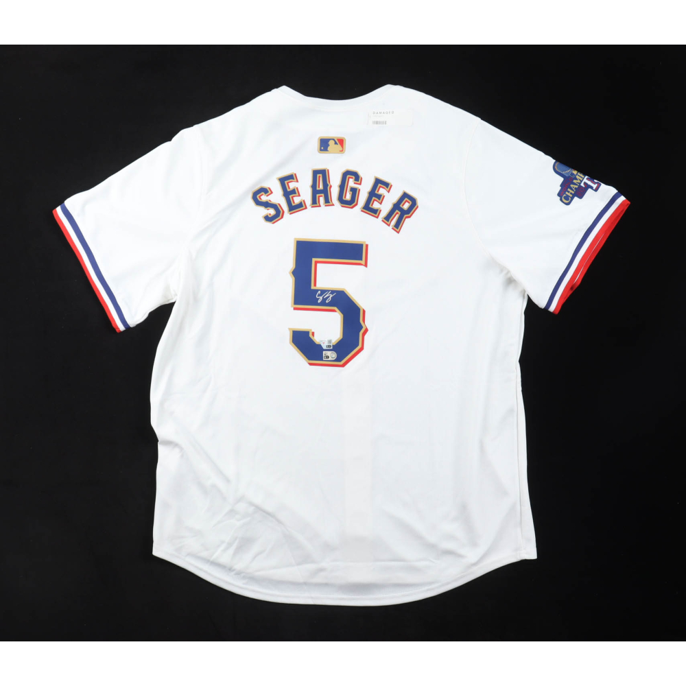 Corey Seager Signed Rangers Nike Authentic Jersey With 2023 World ...