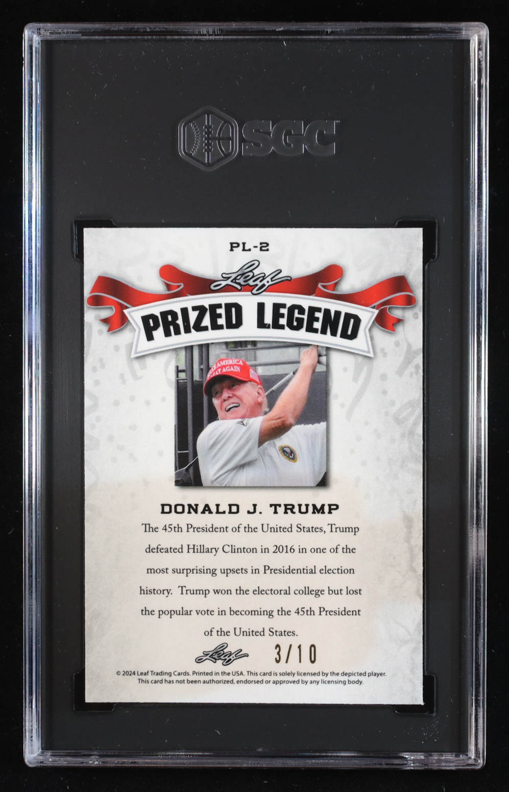 Donald J. Trump 2024 Leaf Metal Special Release Prized Legend Crystal ...
