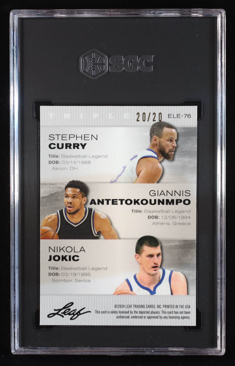 Stephen Curry / Giannis Antetokounmpo / Nikola Jokic 2024 Leaf Metal Special Release Exclusive ...