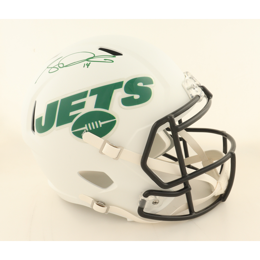 Sam Darnold Signed Jets Full-Size Flat White Alternate Speed Helmet ...