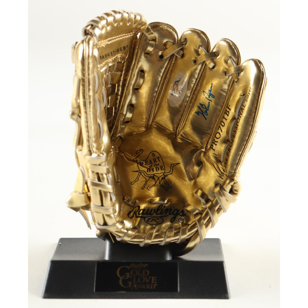 Nolan Ryan Signed Rawlings Mini Golden Glove With Display Stand (PSA ...