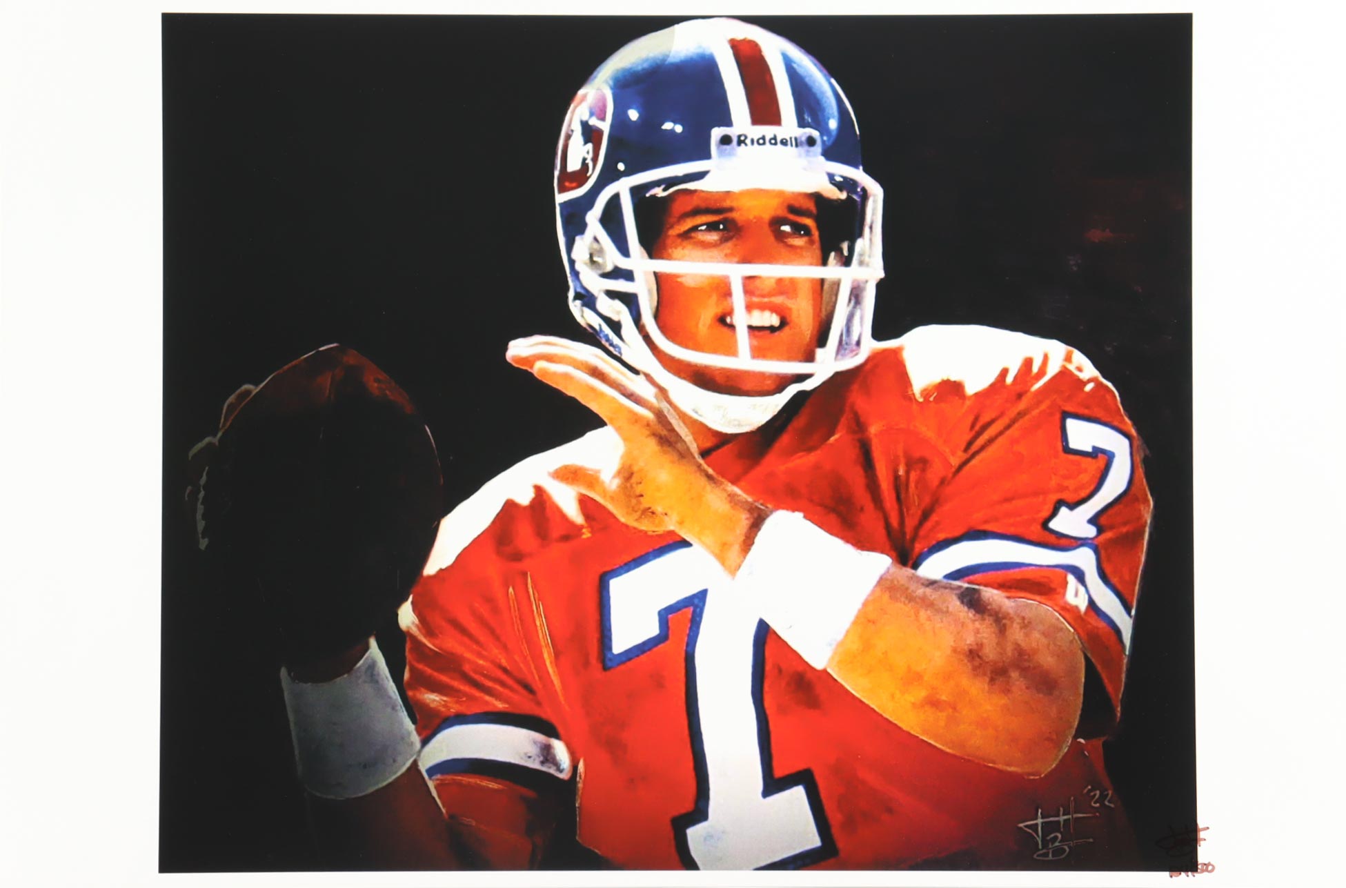 "John Elway" Broncos LE 12x18 Lithograph by Joshua Barton #/500 (PA ...