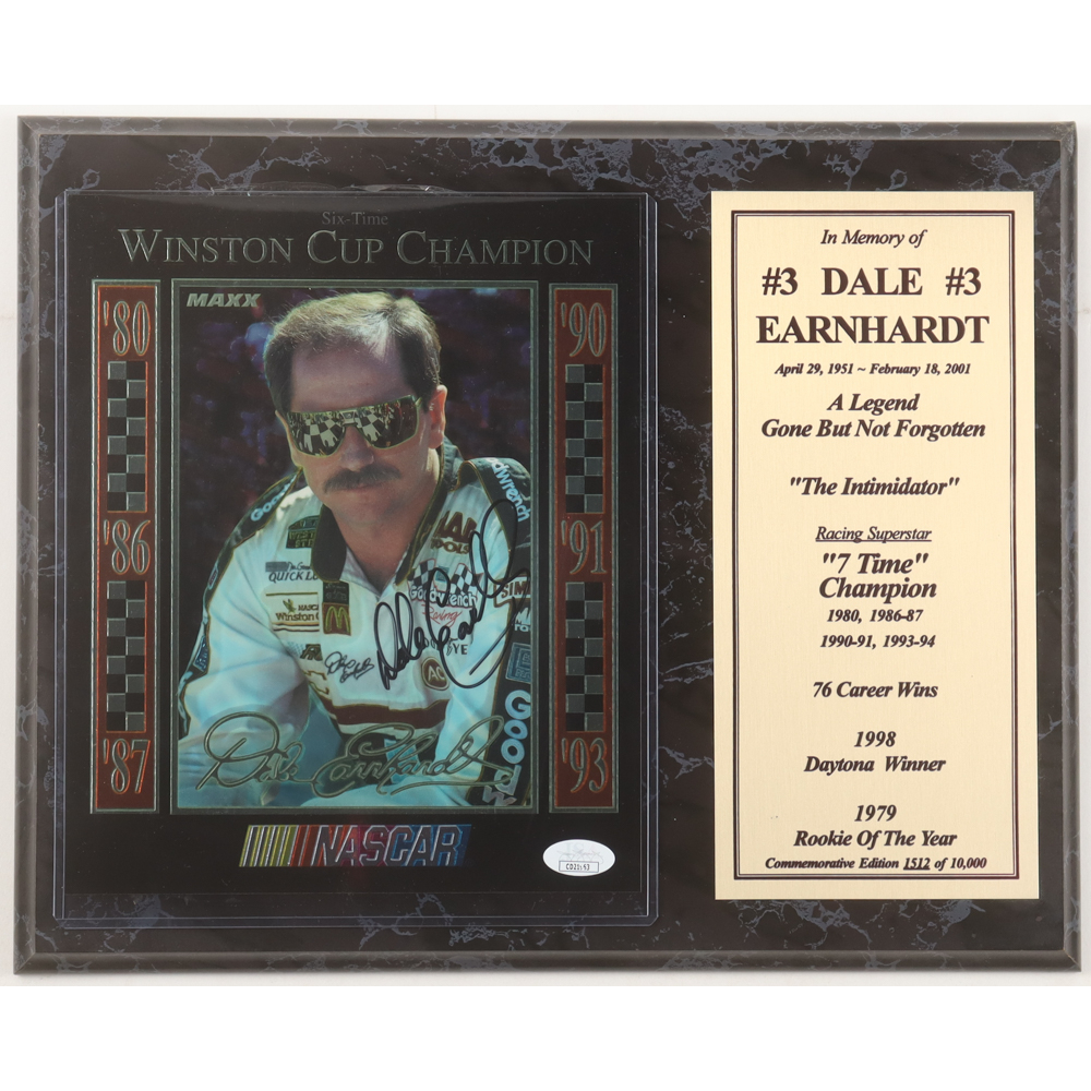 Dale Earnhardt Signed NASCAR Custom Photo Plaque Display (JSA ...