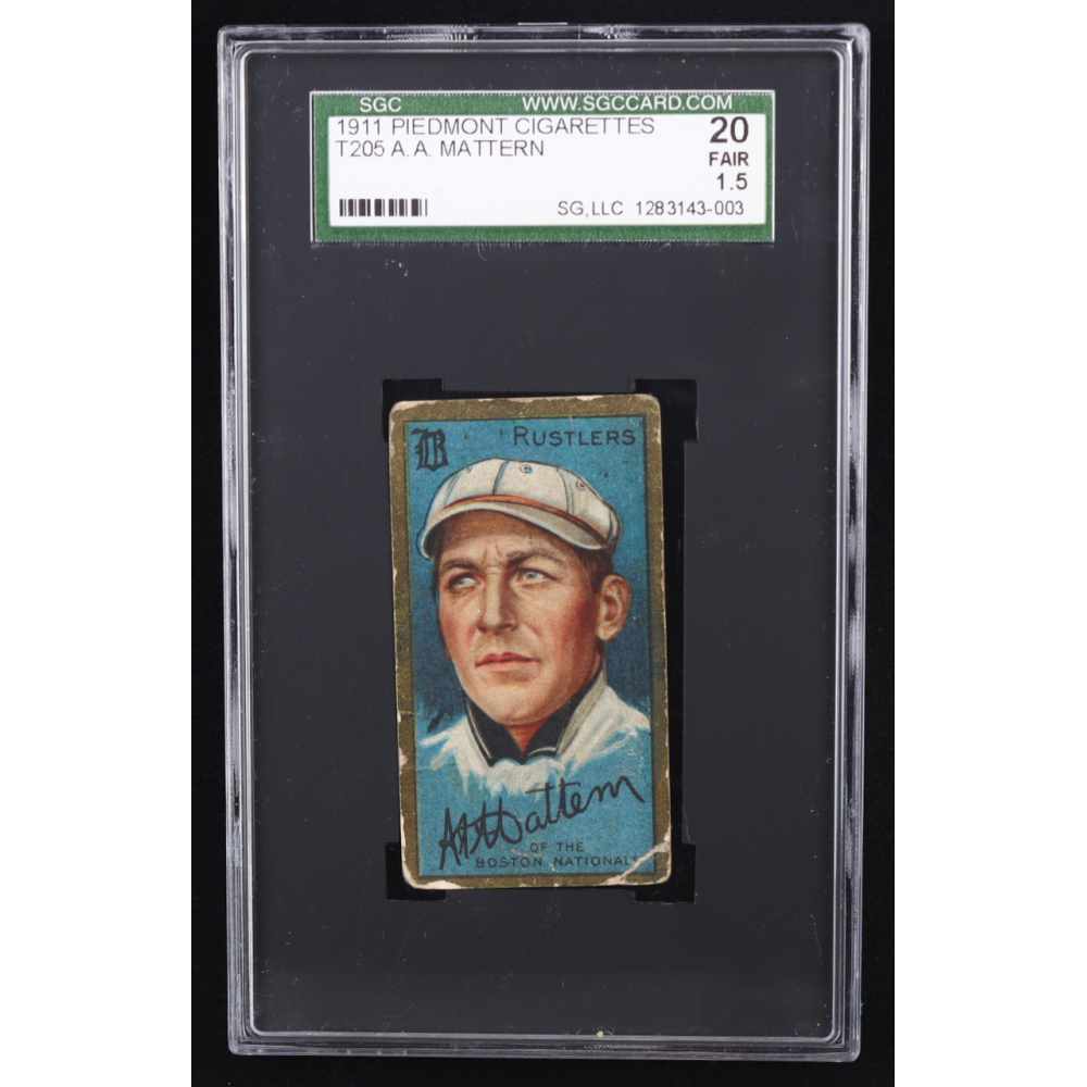Al Mattern 1911 Piedmont Cigarettes T205 Gold Border #125 (SGC 1.5 ...