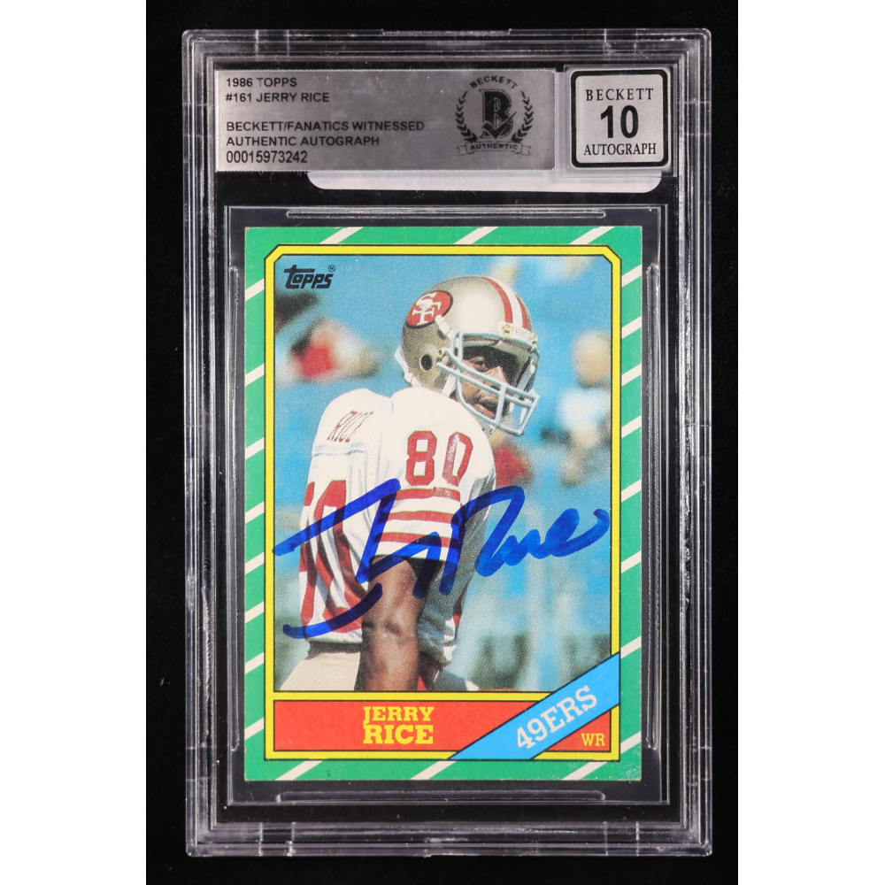 Jerry Rice Signed 1986 Topps #161 RC (BGS Autograph 10) | Pristine Auction