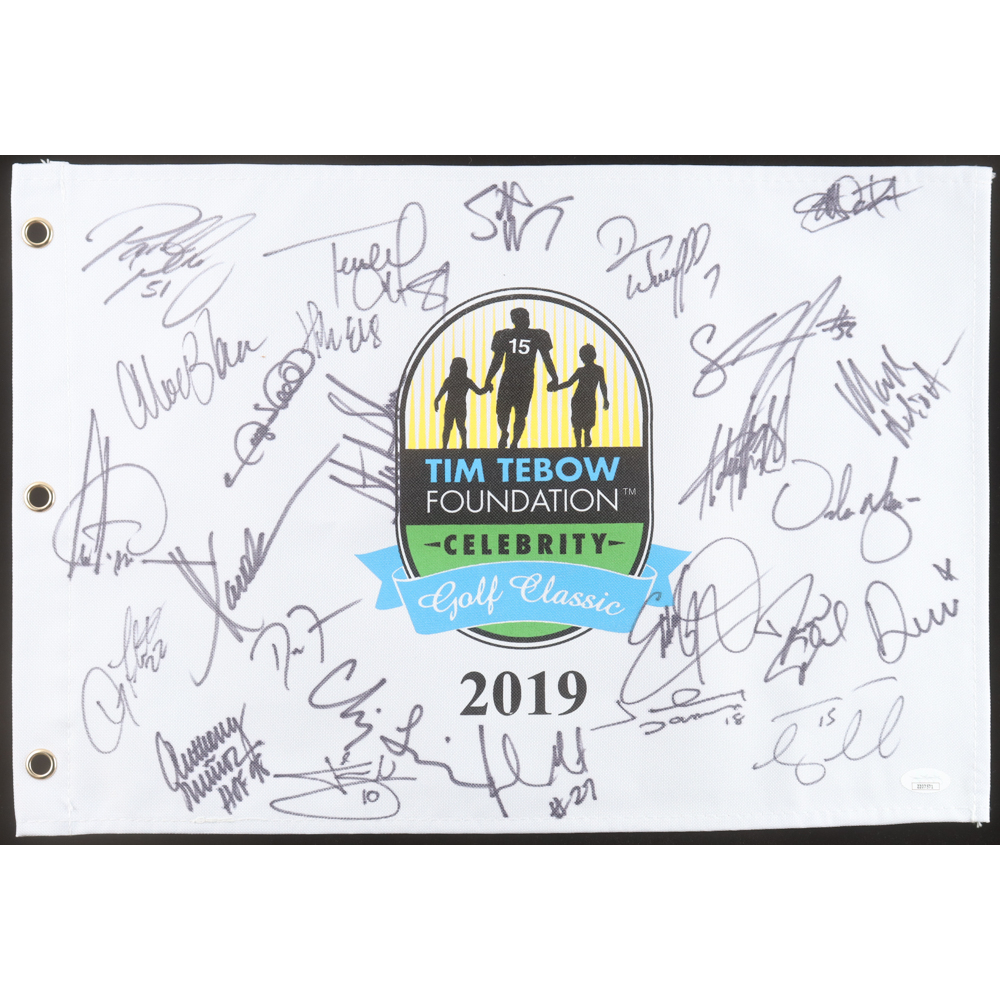 2019 Tim Tebow Foundation Celebrity Golf Classic 14x20 Pin Flag Signed by (26) with Marcus Allen ...