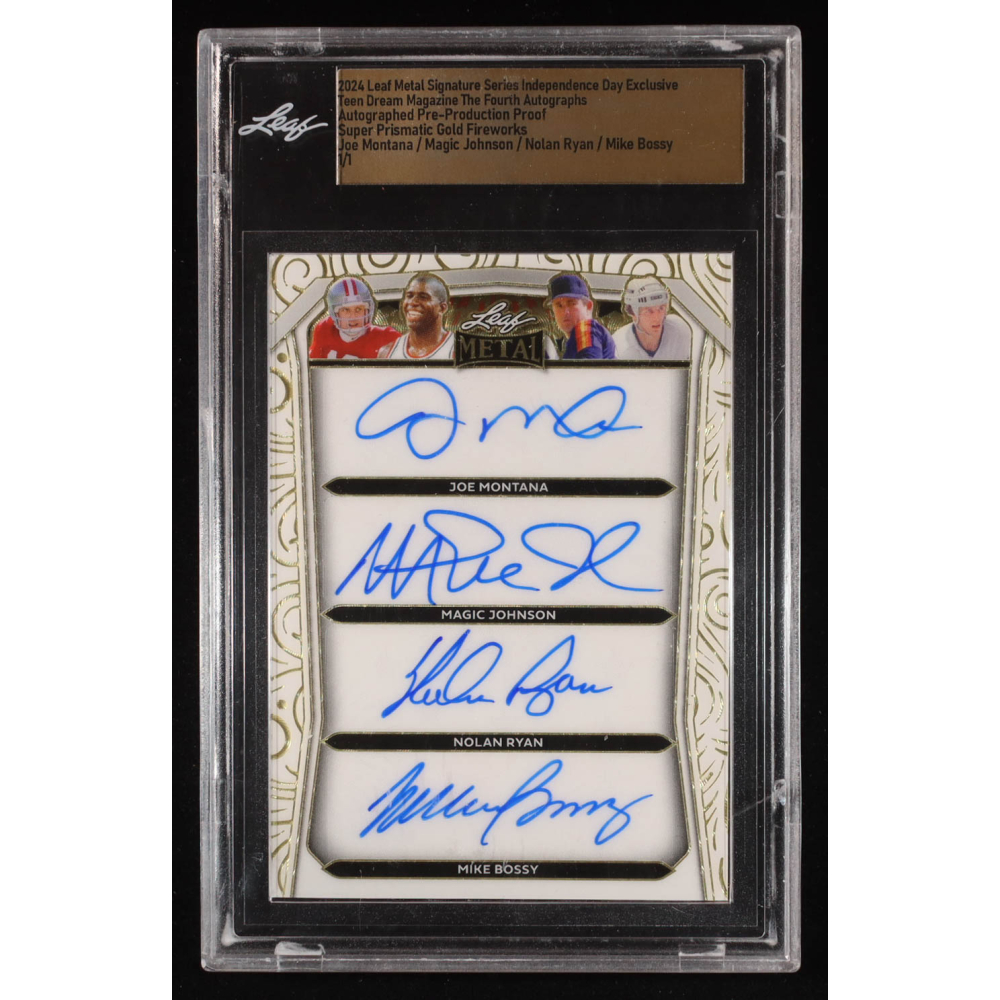 Joe Montana / Magic Johnson / Nolan Ryan / Mike Bossy 2024 Leaf Metal ...