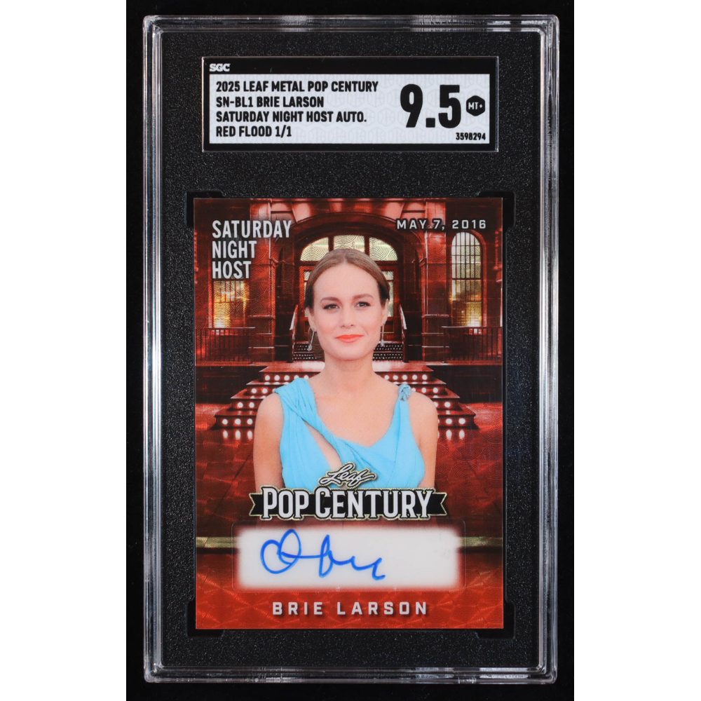 Brie Larson 2025 Leaf Metal Pop Century Saturday Night Host Autograph ...