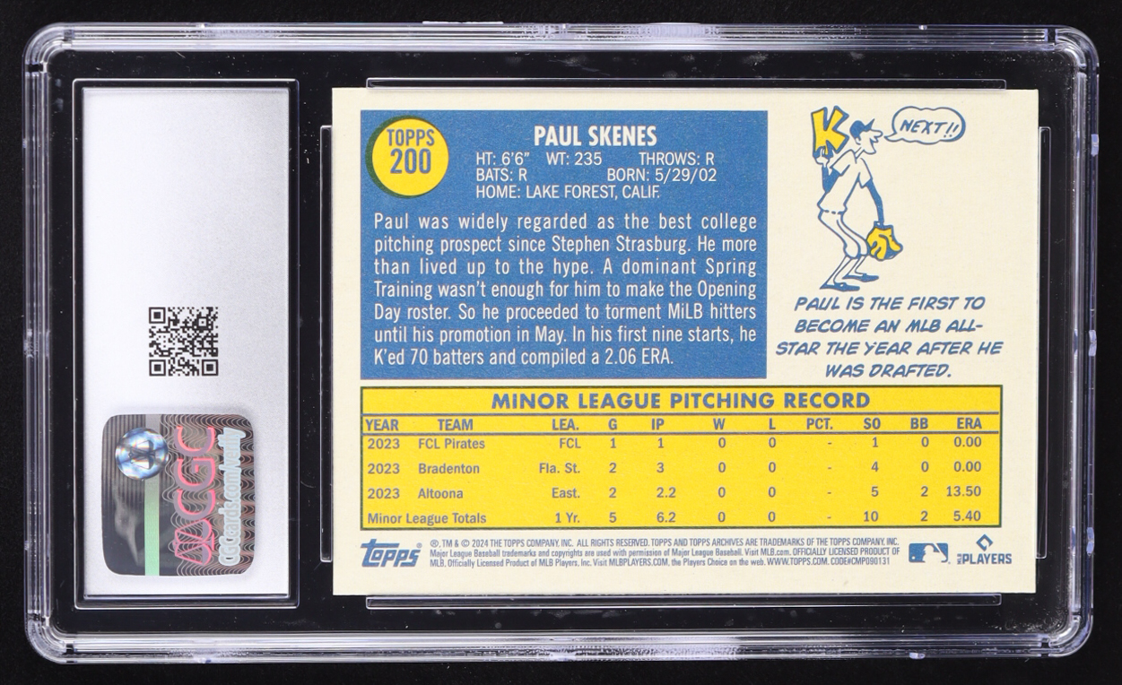 Paul Skenes 2024 Topps Archives #200 RC (CGC 10) | Pristine Auction