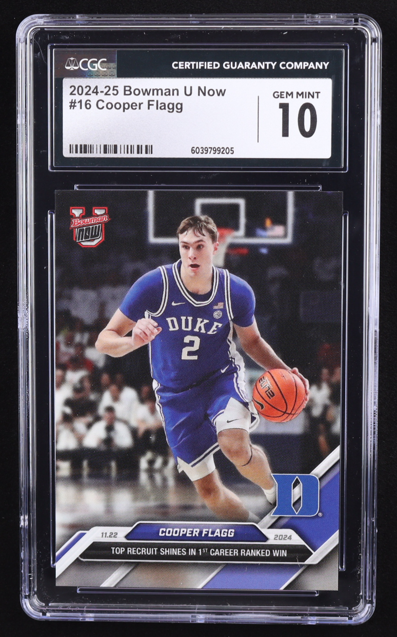 Cooper Flagg 2024-25 Bowman University Now #16 RC (CGC 10) | Pristine Auction