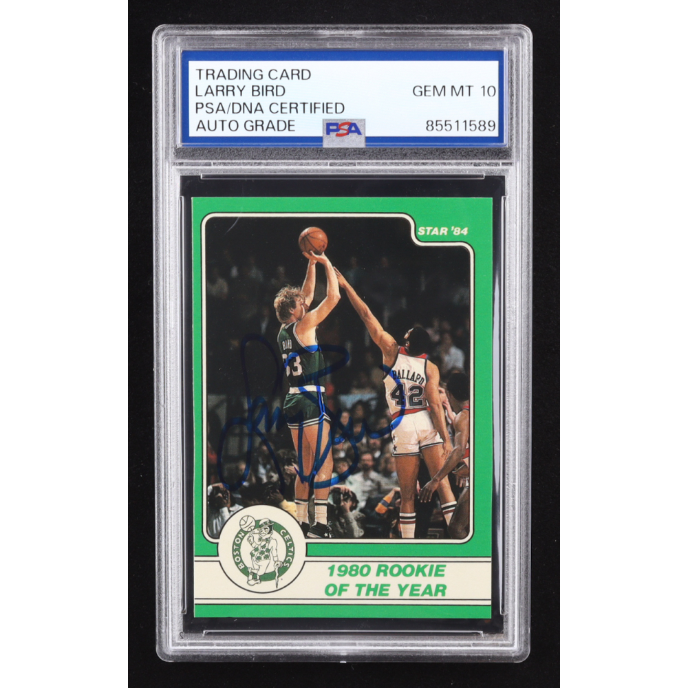 Larry Bird Signed 1984 Star Larry Bird #3 1980 Rookie Of The Year (PSA ...