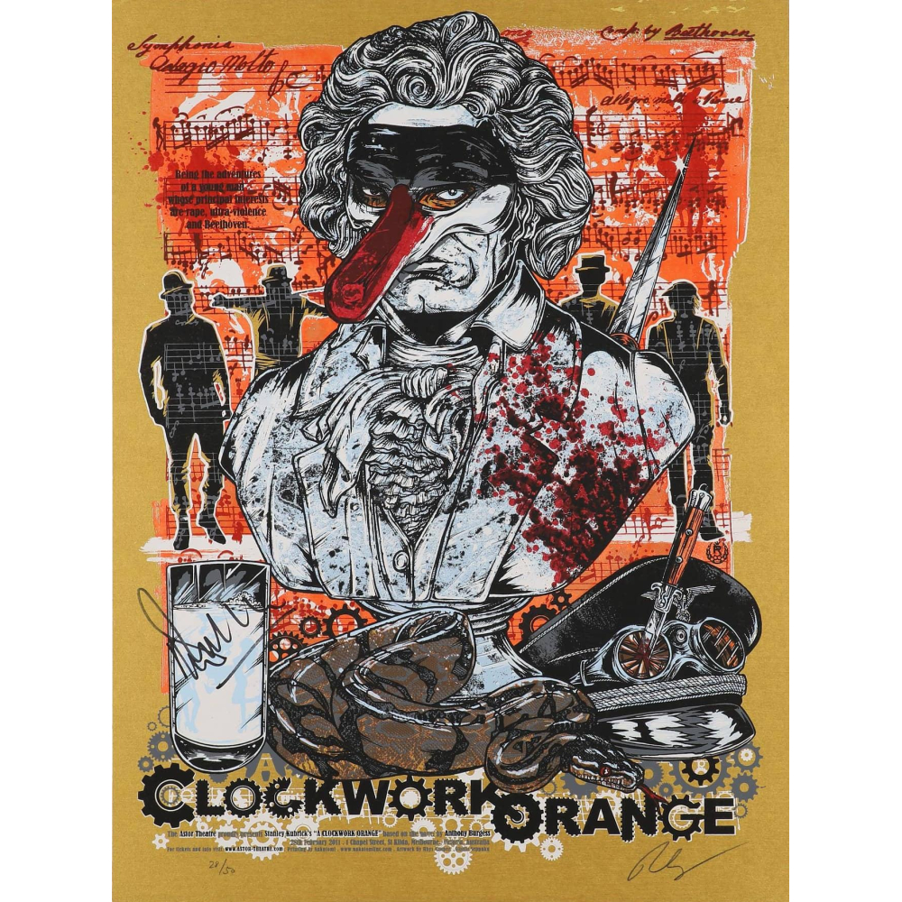 Malcolm McDowell & Rhys Cooper Signed LE "A Clockwork Orange" 18x24 ...