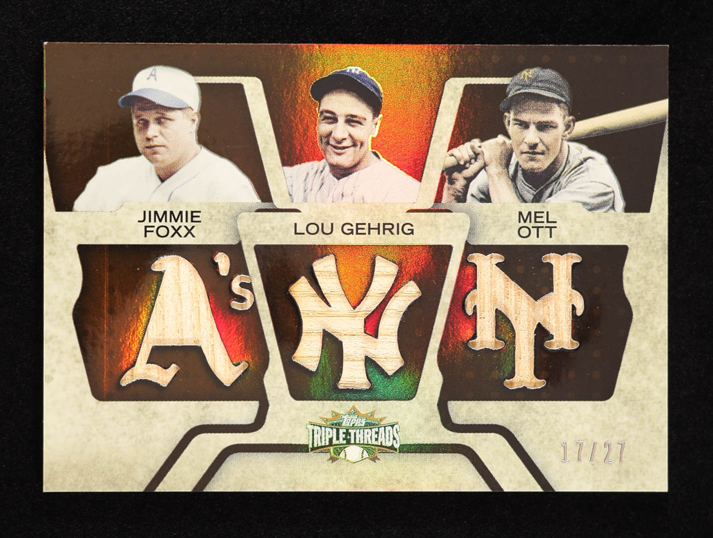 Jimmie Foxx / Lou Gehrig / Mel Ott 2008 Topps Triple Threads Relics ...