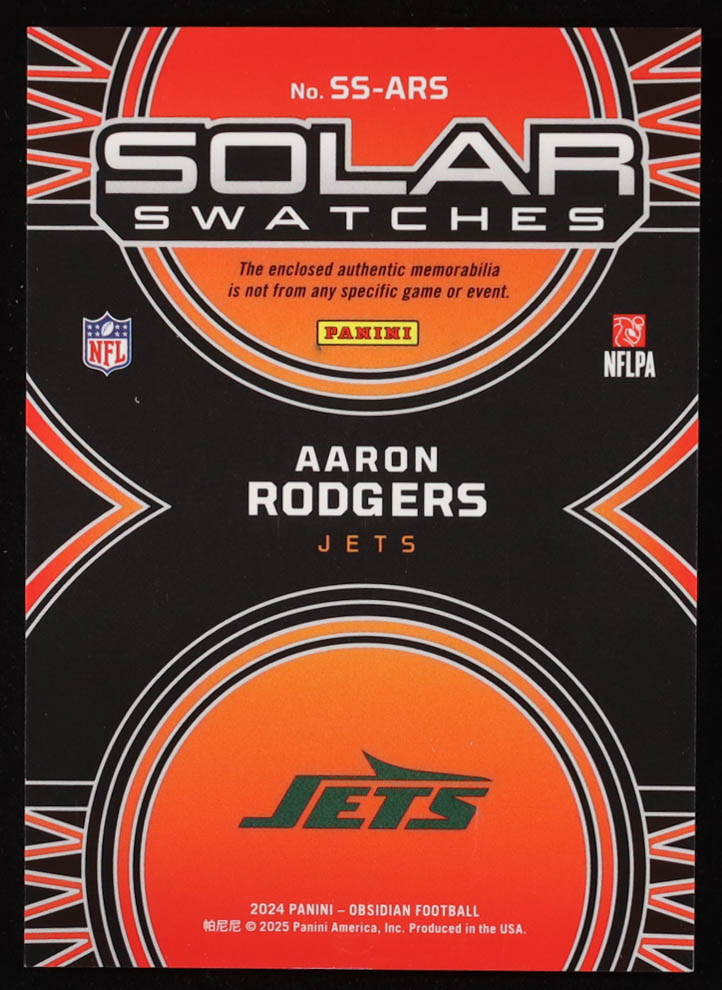 Aaron Rodgers 2024 Panini Obsidian Solar Swatches #14 | Pristine Auction