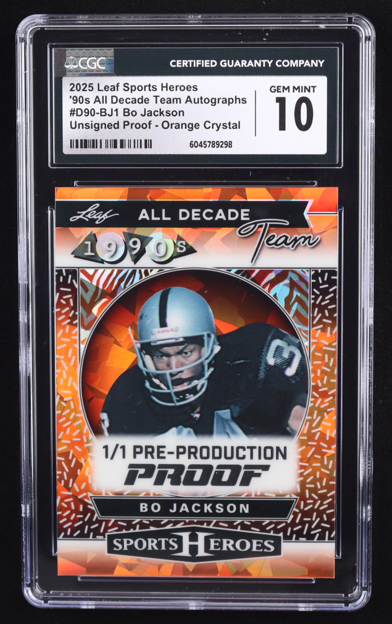 Bo Jackson 2025 Leaf Sports Heroes '90s All Decade Team Orange Crystal ...