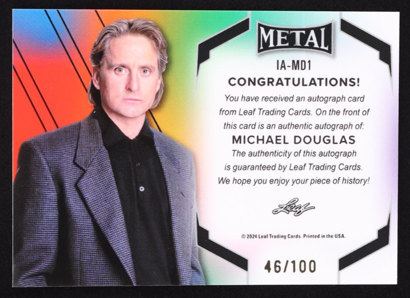 Michael Douglas 2024 Leaf Metal Inscriptions Autograph Prismatic Red # ...