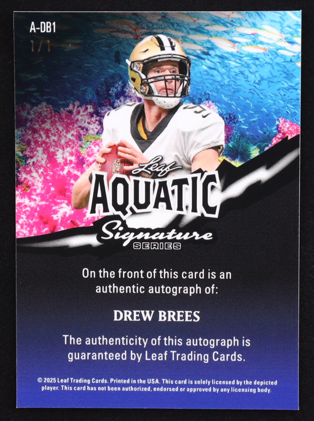 Drew Brees 2025 Leaf Aquatic Signature Series Crystal #A-DB1 #1/1 ...
